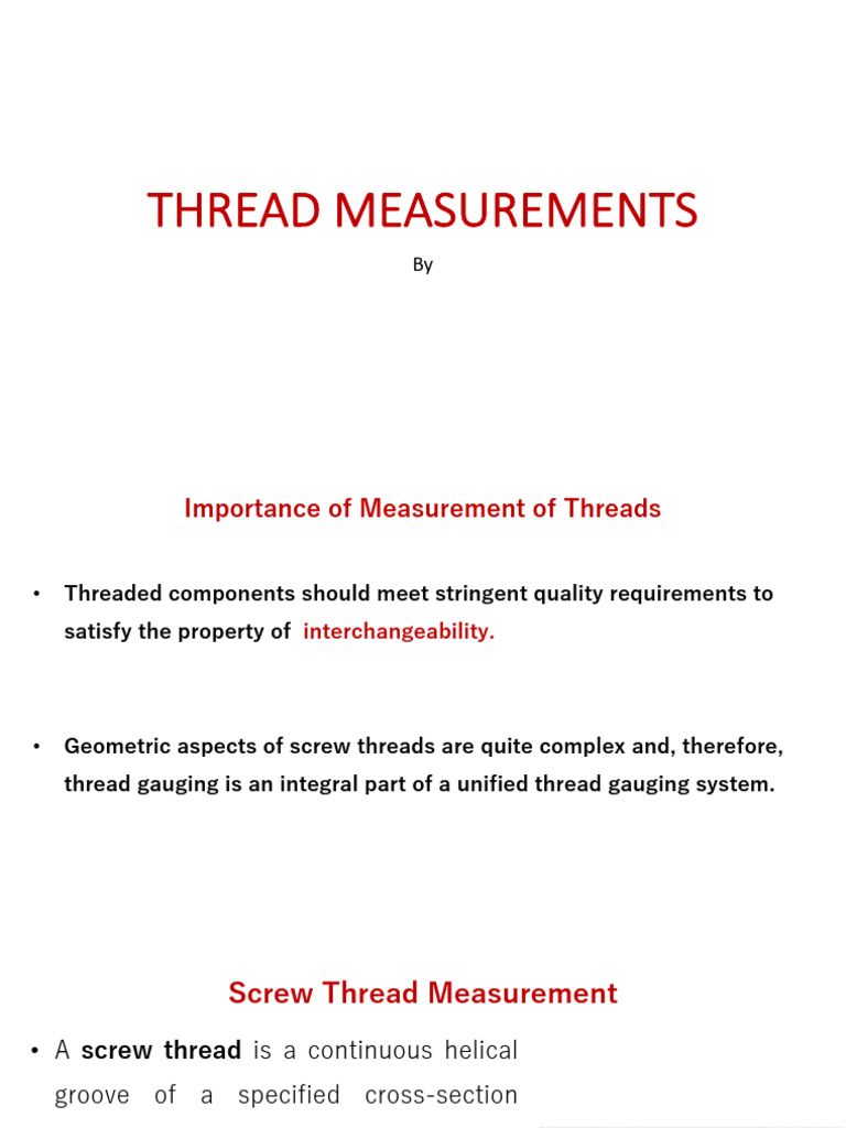 Screw Thread Measurement Guide | PDF | Screw | Gear