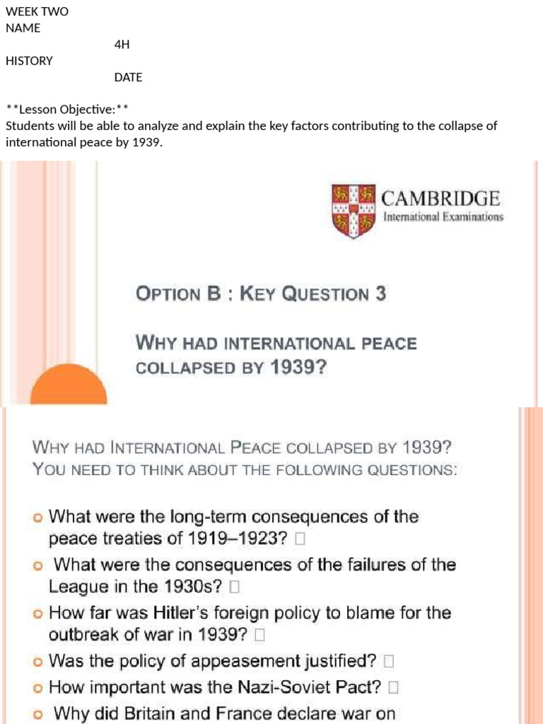 Factors Behind 1939 Peace Collapse | PDF