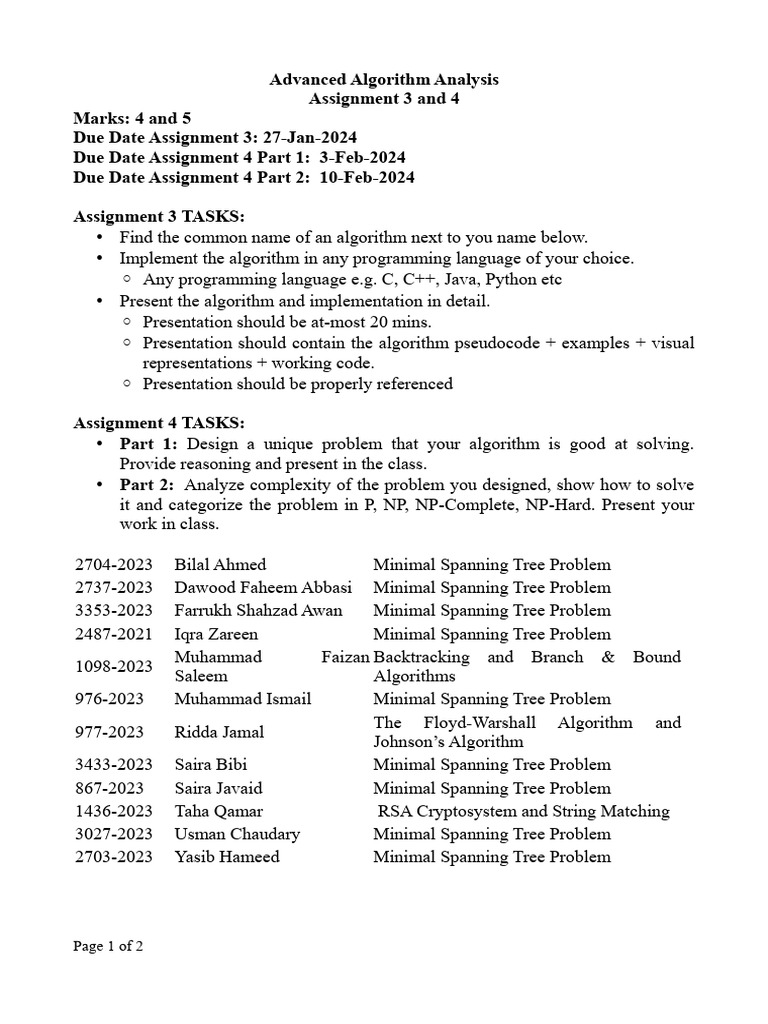 Assignment 3 and 4 | PDF