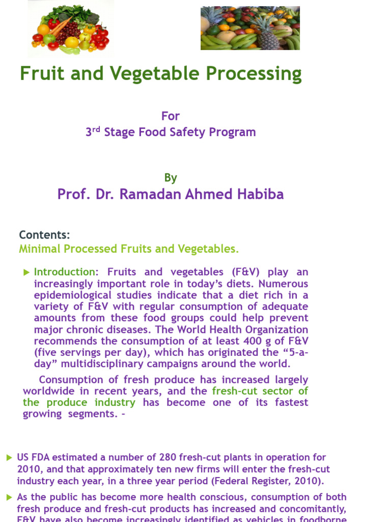 Fresh-Cut Fruits and Vegetables Safety Guide | PDF | Vegetables | Bacteria