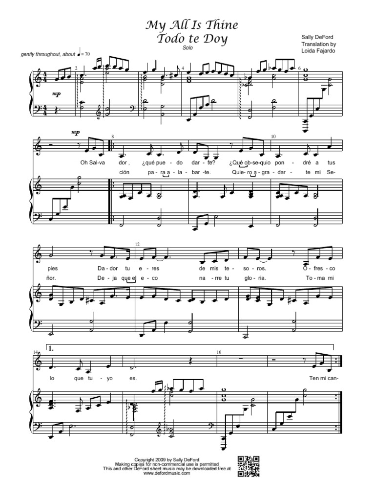 My All Is Thine - Solo Sheet Music | PDF