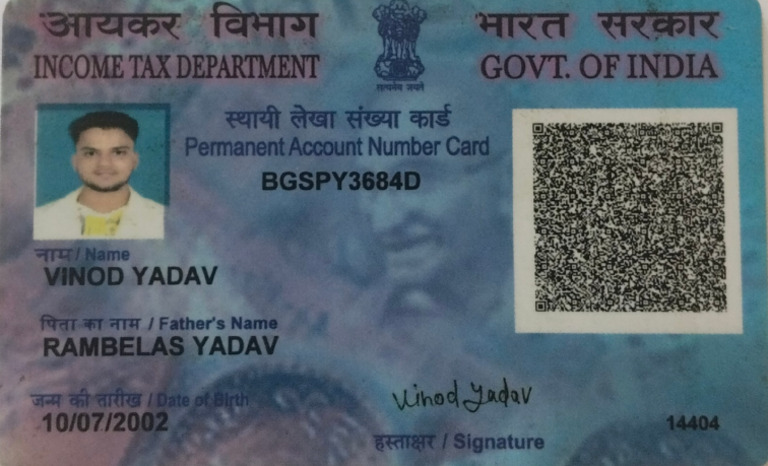 Pan Card Vinod Yadav | PDF