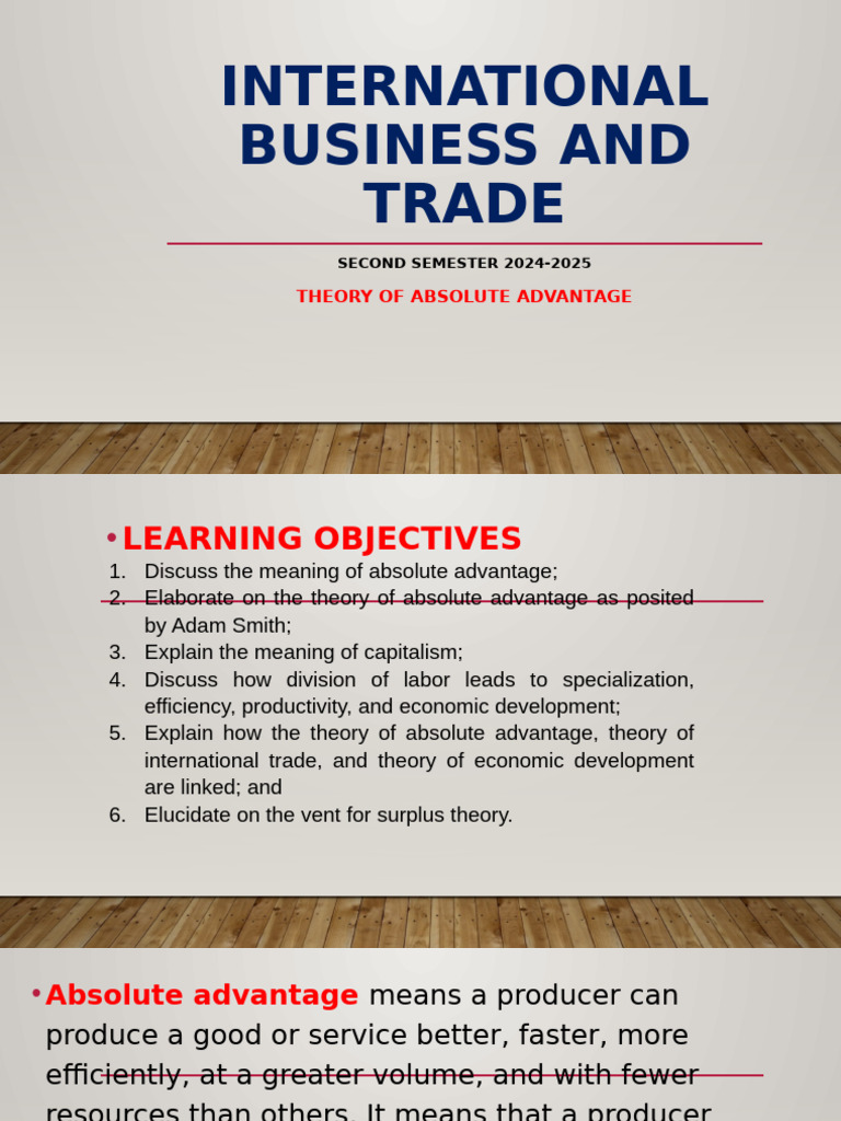 IBT Theory of Absolute Advantage | PDF | Economics | Capitalism