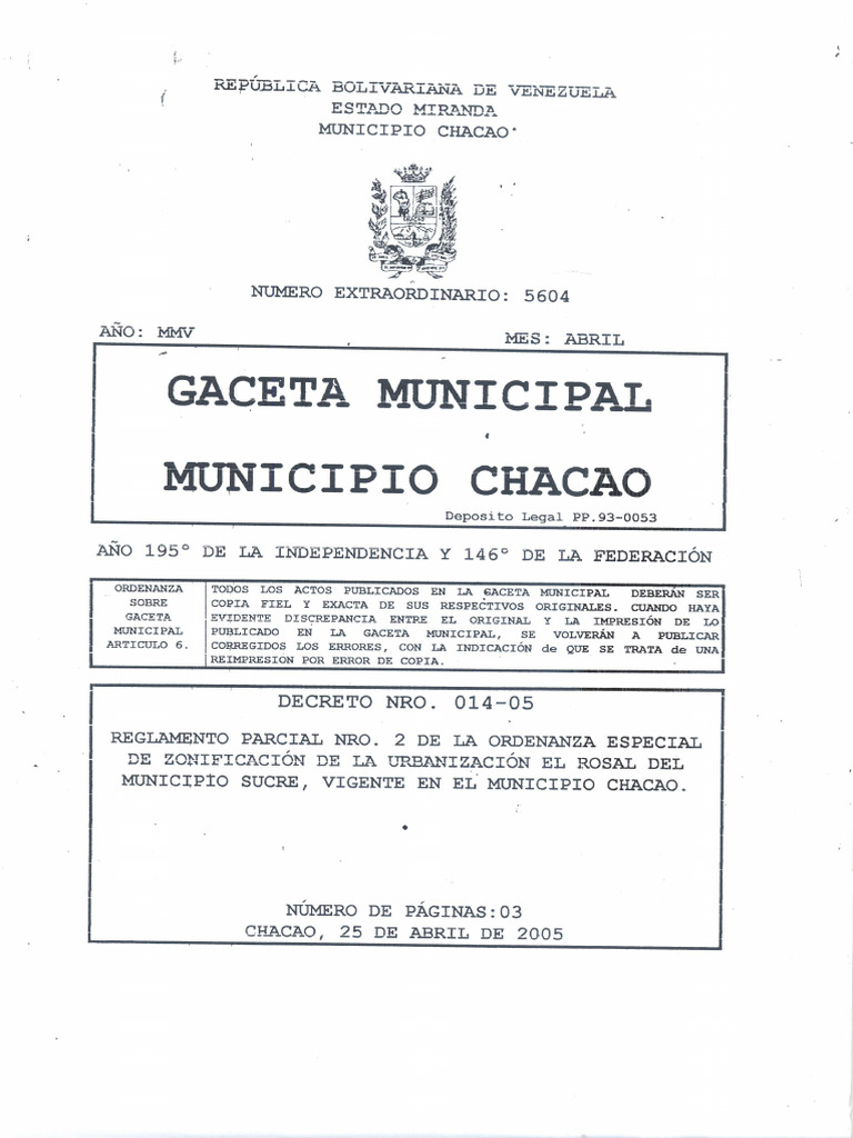 Decreto - Reglamento Nro.2 - Ordenanza Especial de Zonificación El ...