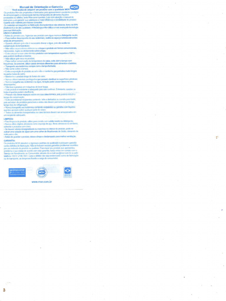Manual de Instruções - Cooler | PDF