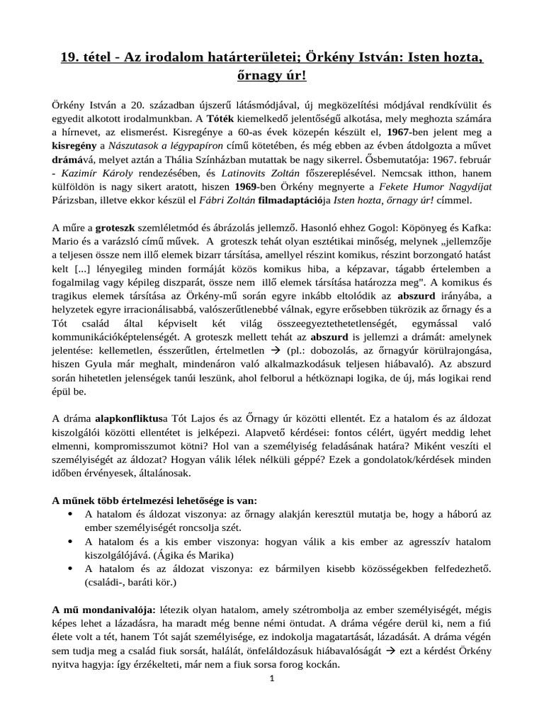 Örkény Tóték | PDF