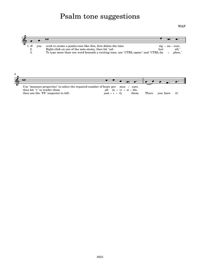 Psalm Tone Suggestions (Bis) | PDF