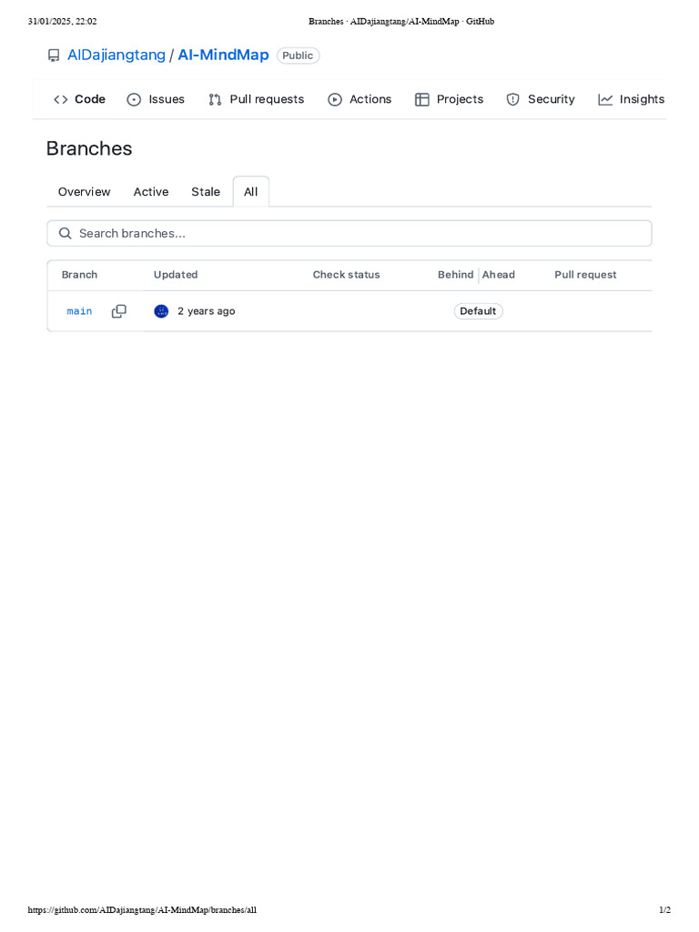 Branches AIDajiangtang - AI-MindMap GitHub3 | PDF
