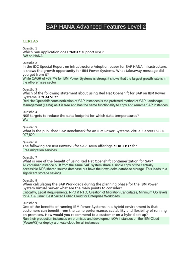 SAP HANA Advanced Features Level 2 | PDF | Cloud Computing | Computer Engineering