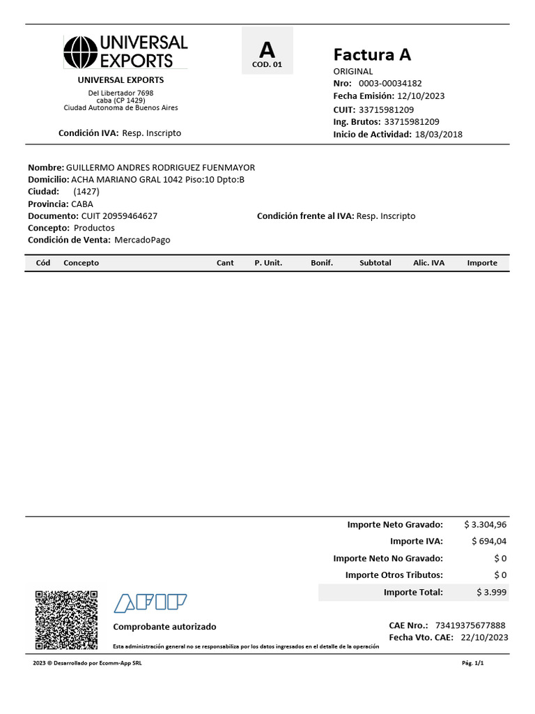 Modelos De Facturas Pdf