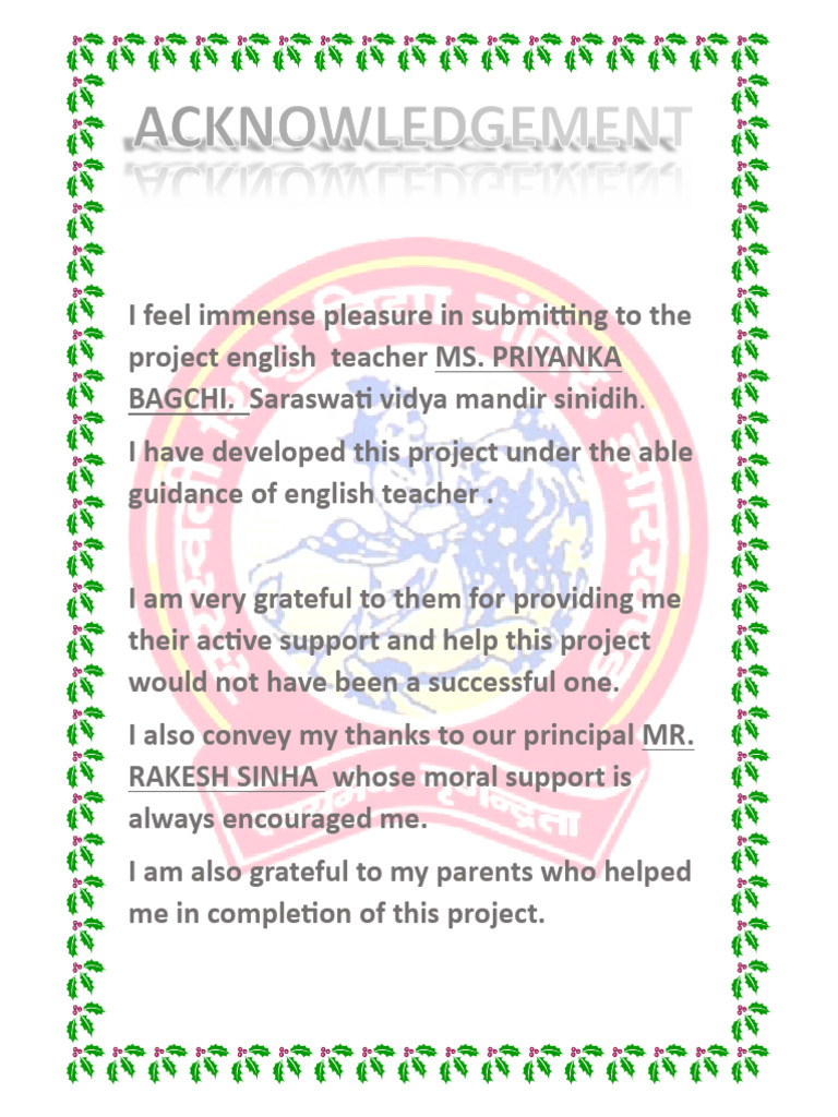 Project Acknowledgments and Gratitude | PDF