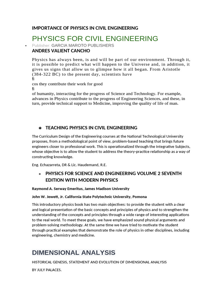 Importance of Physics in Civil Engineering | PDF | Physics | Science