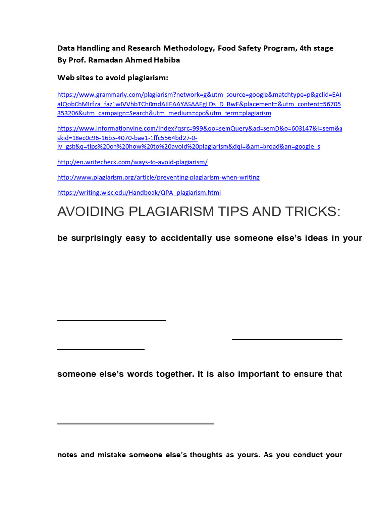 How To Avoid Plagiarism PDF | PDF | Plagiarism | Citation