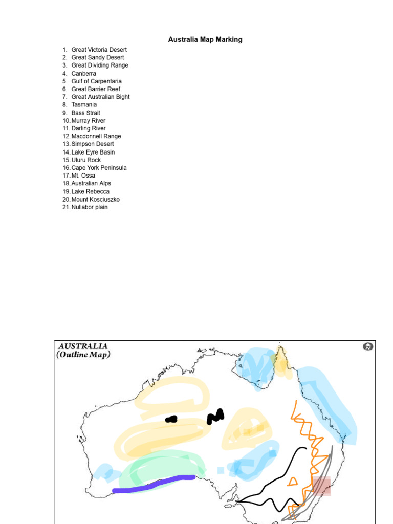 Australia Map Marking - Copy Practice | PDF