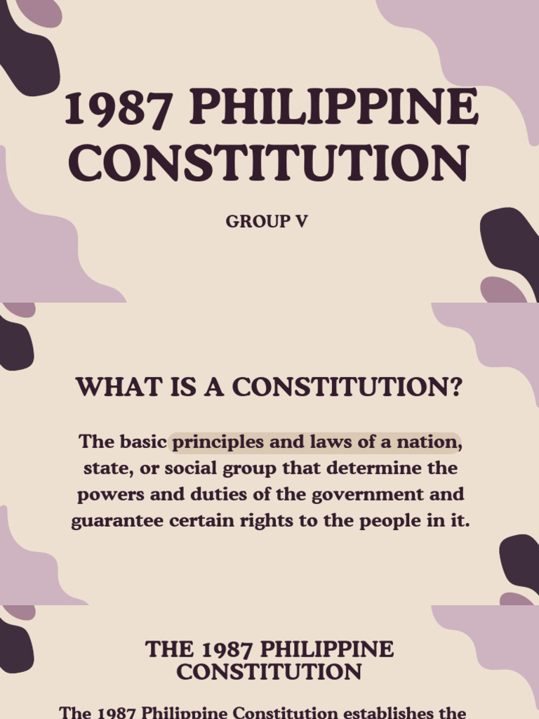 1987 Philippine Constitution Overview | PDF | Statutory Law | Governance