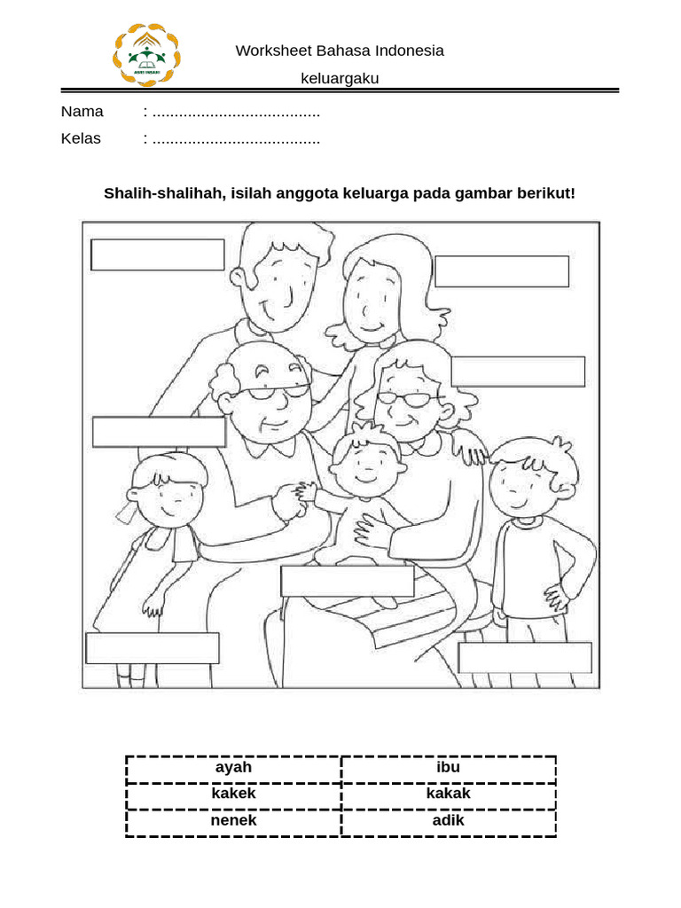 Worksheet Anggota Keluarga TK | PDF