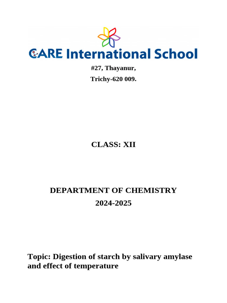 Chemistry Project Front Page (1 Kishore | PDF