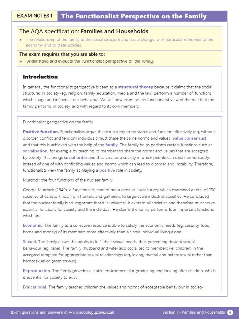 Functionalist Family Perspective Explained | PDF | Family | Marxism