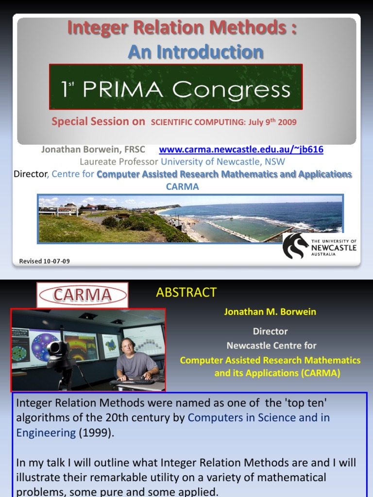 Integer Relation Methods:: An Introduction | PDF | Pi | Abstract Algebra