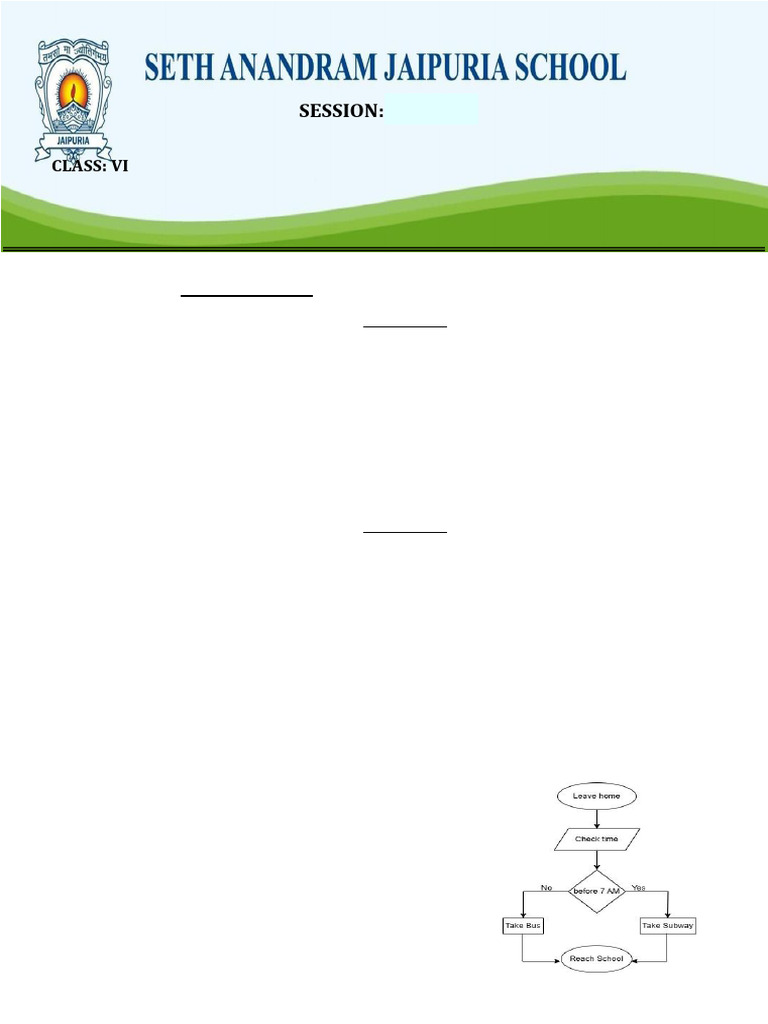 Class 6 Algorithm & Flowchart MCQs | PDF | Algorithms | Computer Programming