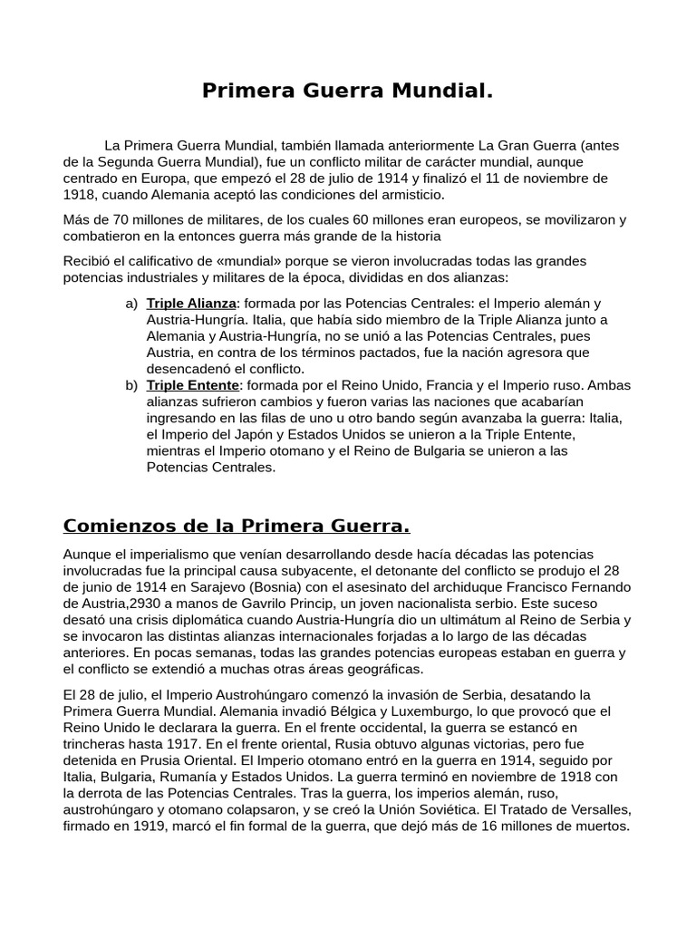 Primera Guerra Mundial | PDF | Primera Guerra Mundial | Austria Hungría