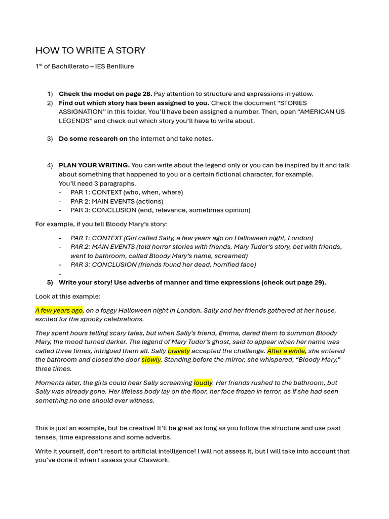 Guide to Writing a Story Assignment | PDF