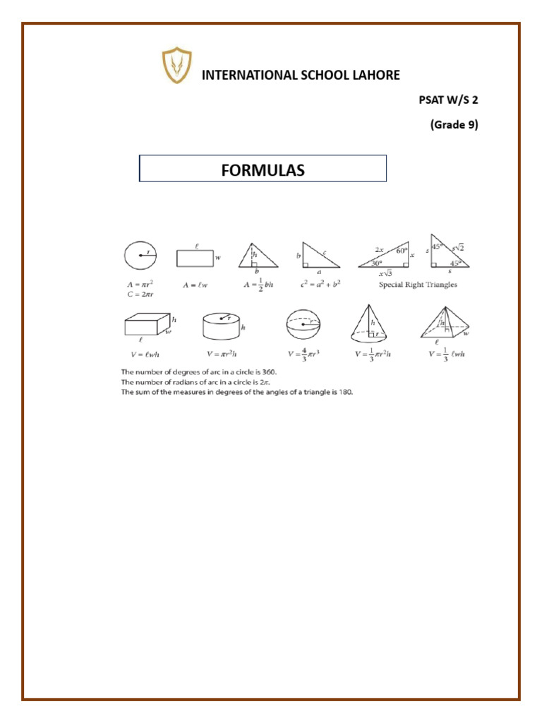 PSAT Worksheet 2 For Garde 9 | PDF