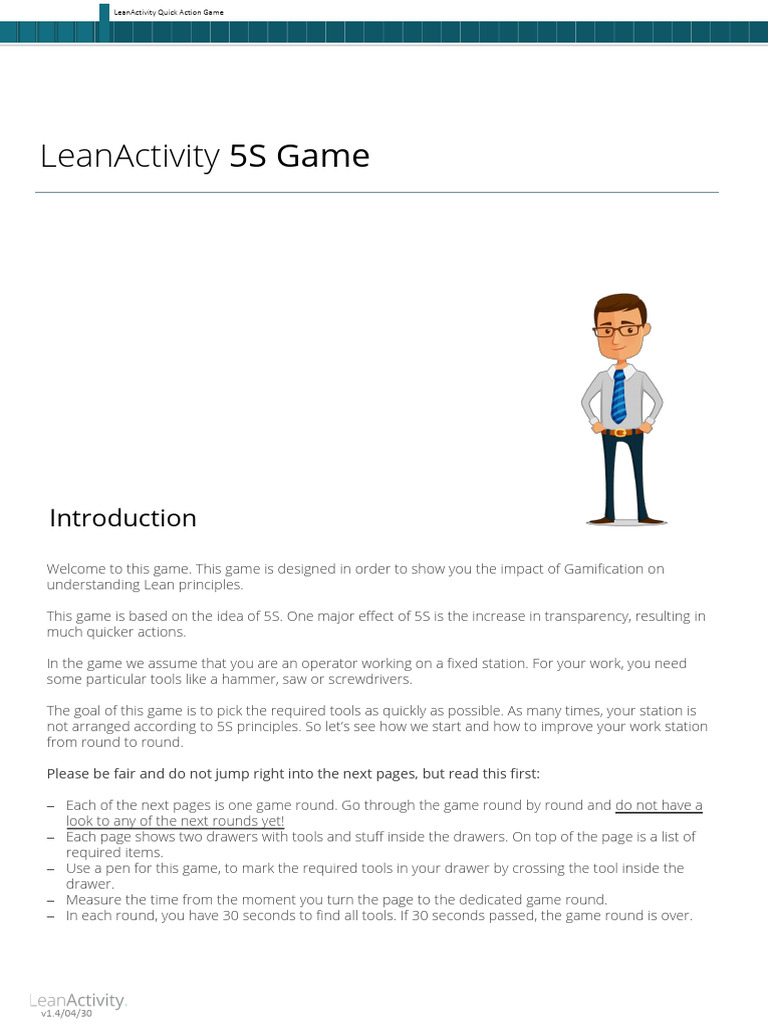 Lean 5S Gamification Challenge | PDF | Screw | Tools