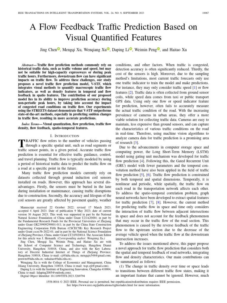 A Flow Feedback Traffic Prediction Based On Visual Quantified Features ...