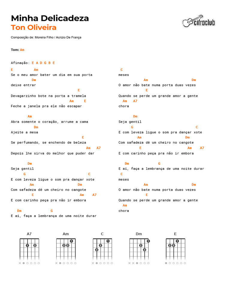 Cifra Club - Ton Oliveira - Minha Delicadeza (2) | PDF
