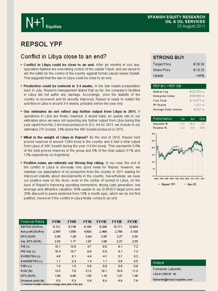 Repsol N+1 29082011 | PDF | Stocks | Investor