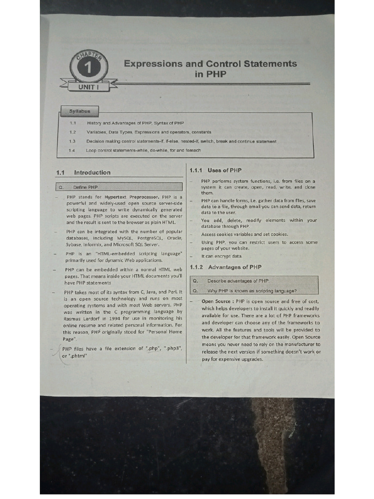 PHP chapter 1 | PDF