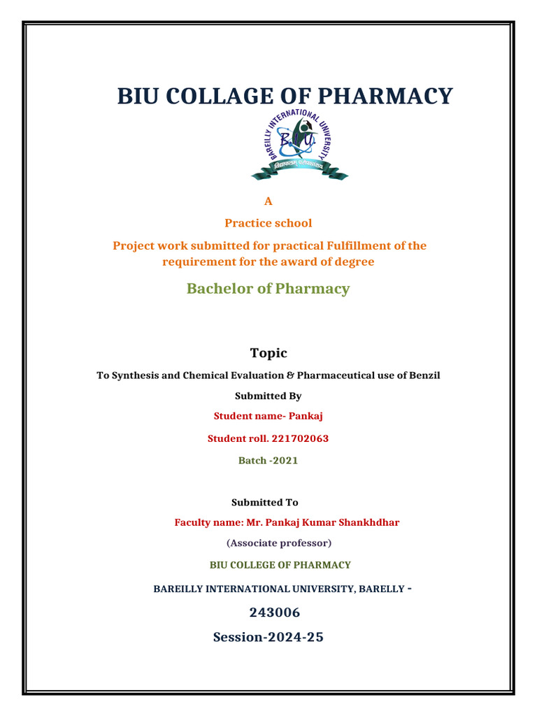 Pharmacy Assignment Front Page Design | PDF