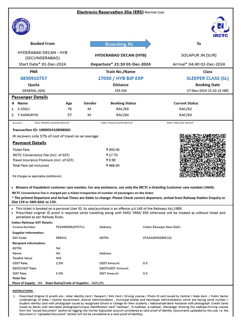 HYB TO SUR DT 01 12 2024 Satyanarayana Jogu 01 | PDF | Identity ...