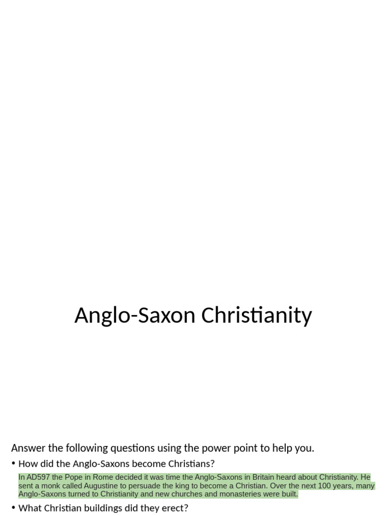 Anglo Saxon Christianity | PDF | Anglo Saxons