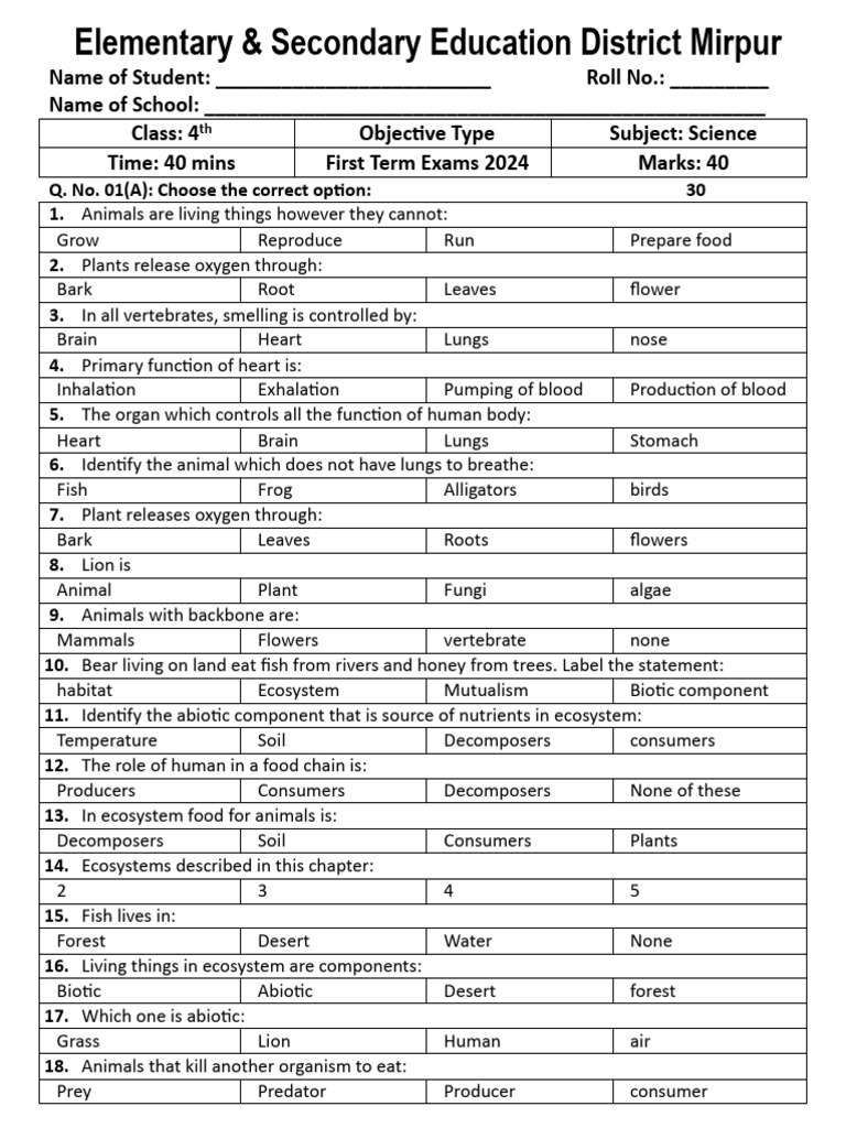 4th Science | PDF | Ecosystem | Foods