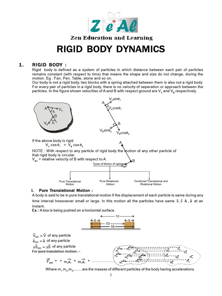 Rigid Body Dynamics and Motion Types | PDF | Rotation Around A Fixed ...
