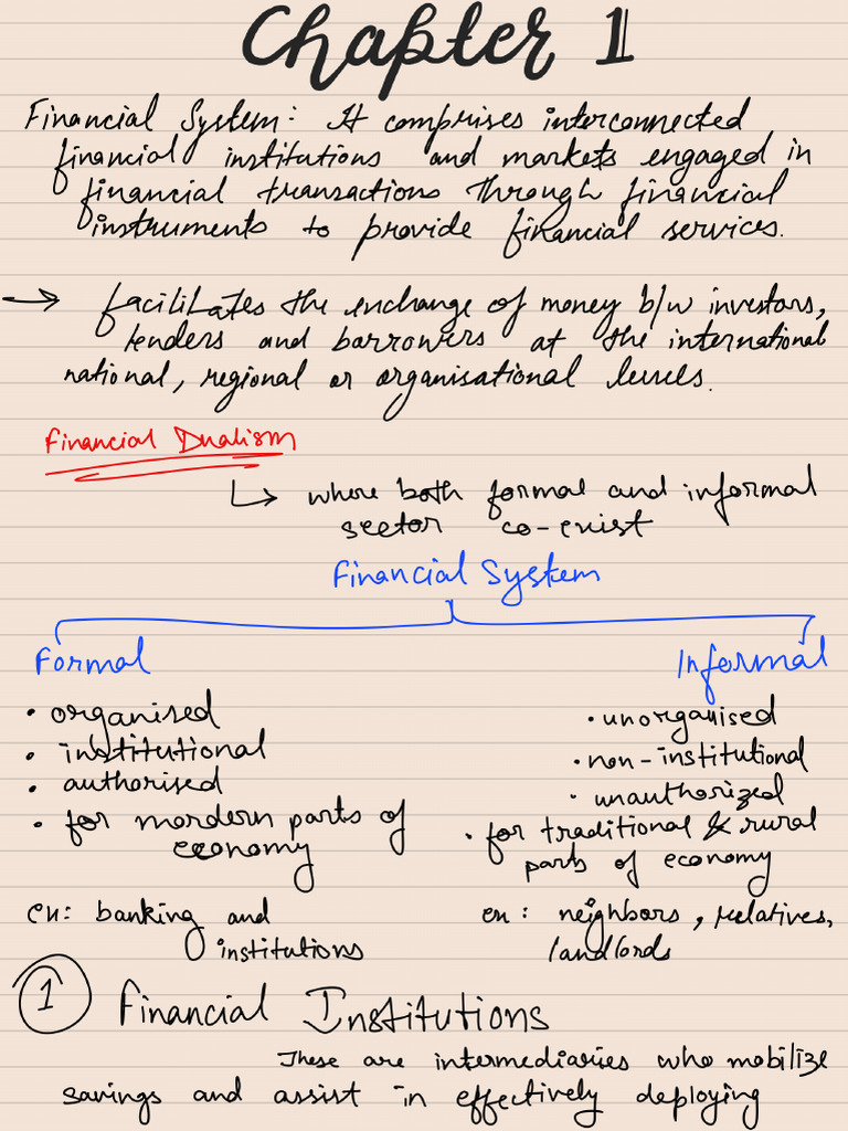 Handwritten Notes of Financial Markets and Institutions | PDF