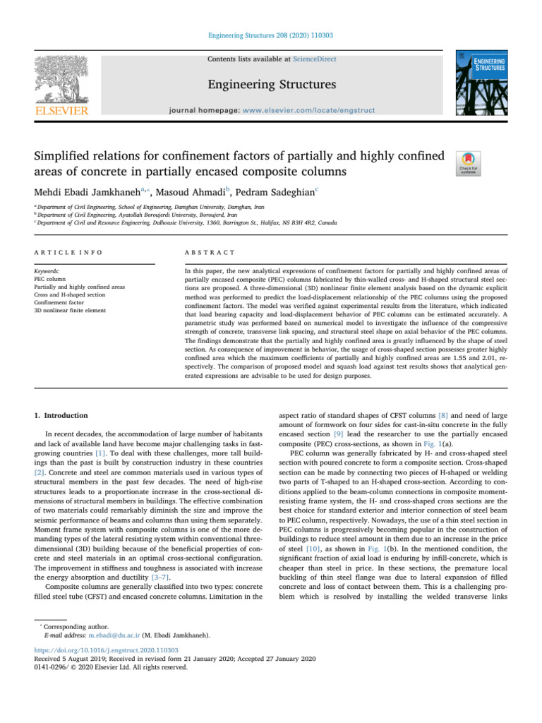 Simplified relations for confinement factors of partially and highly confined areas of concrete ...