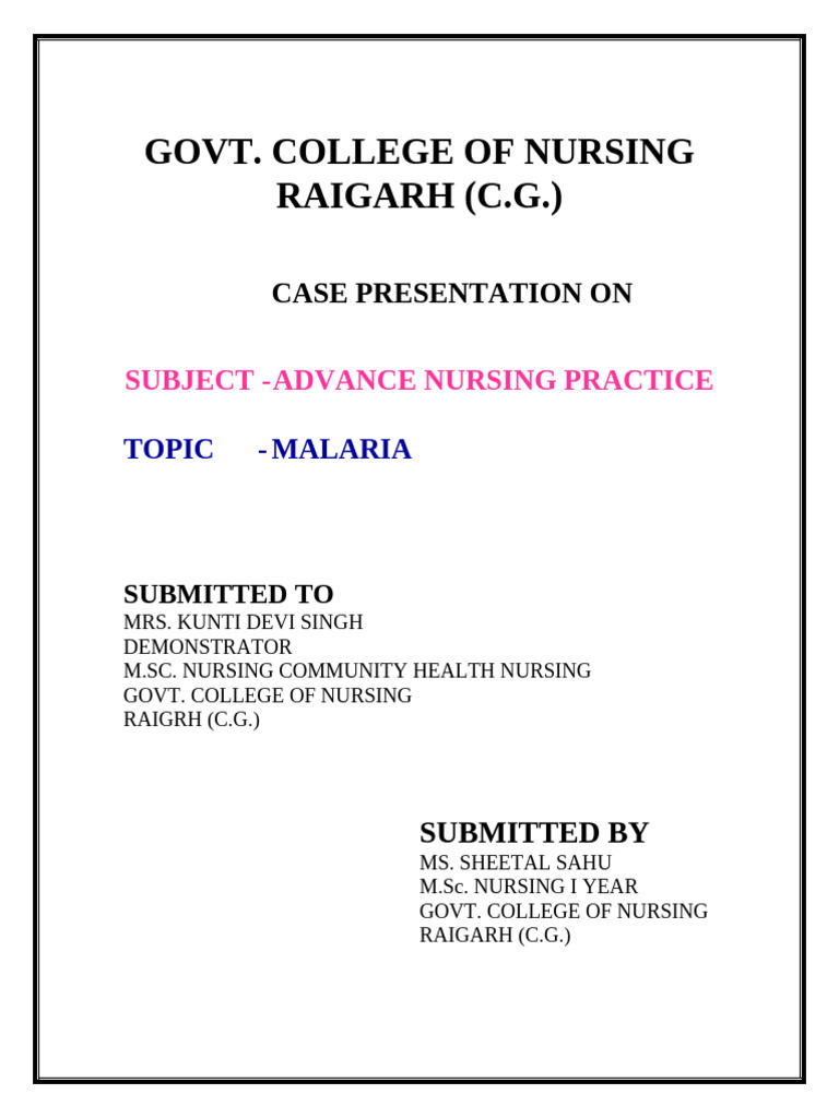 Malaria Case Study for Nursing Students | PDF | Clinical Medicine ...