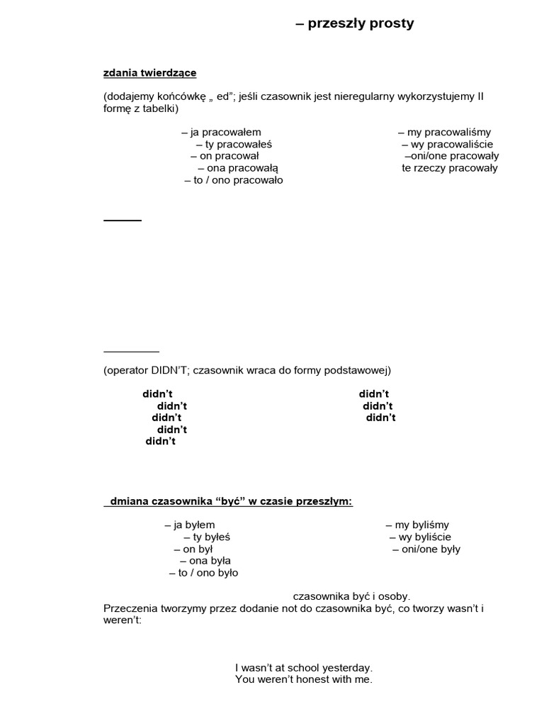 Skrypt - PAST SIMPLE | PDF