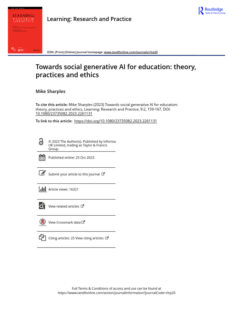 Social Generative AI in Education | PDF | Artificial Intelligence | Intelligence (AI) & Semantics