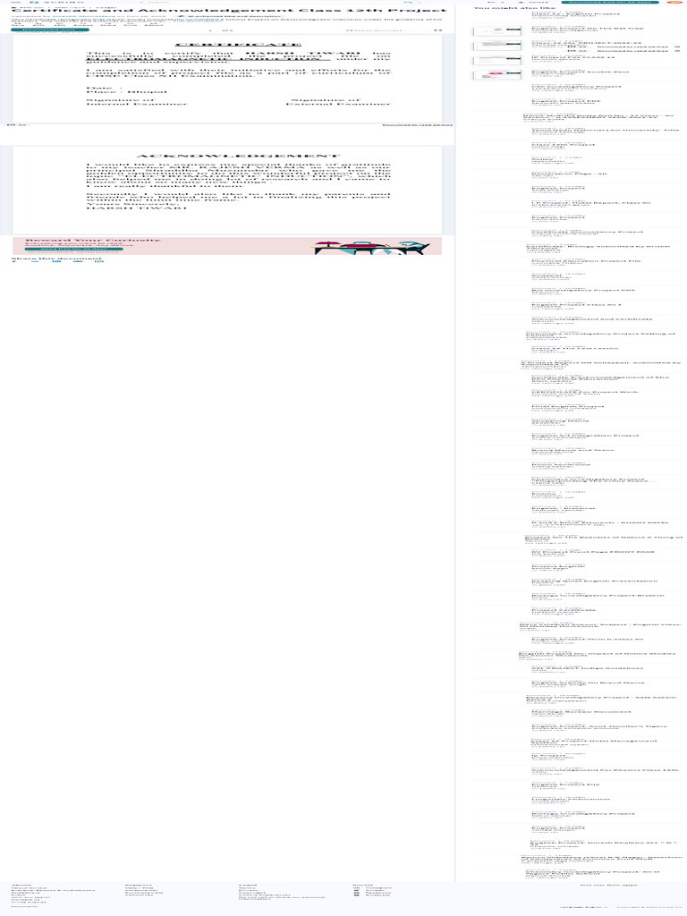 Certificate and Acknowledgement Class 12th Project _ PDF | PDF