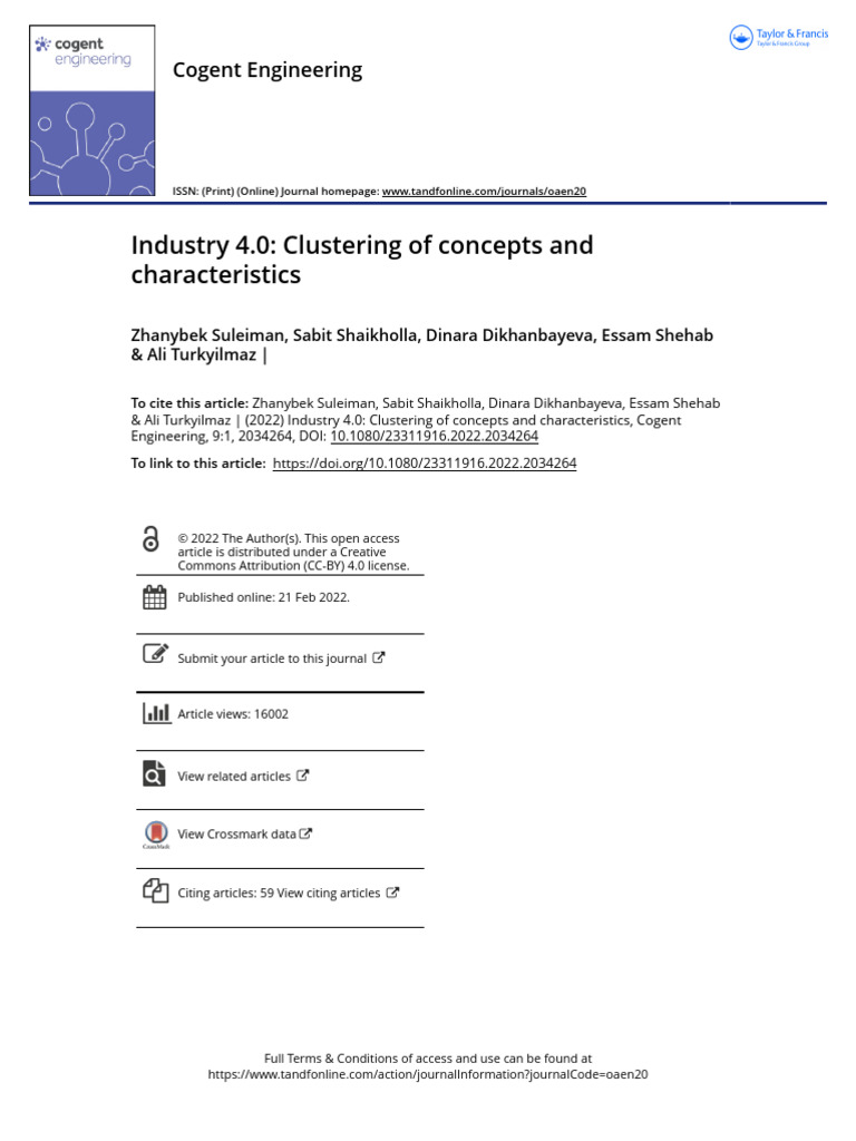Industry 4.0 Clustering of concepts and characteristics | PDF | Internet Of Things | Concept