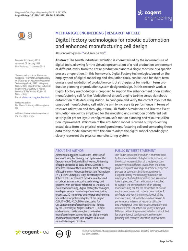 Digital Factory Technologies For Robotic Automation and Enhanced ...