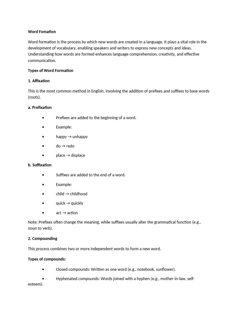 Word Formation | PDF | Word | Semantics
