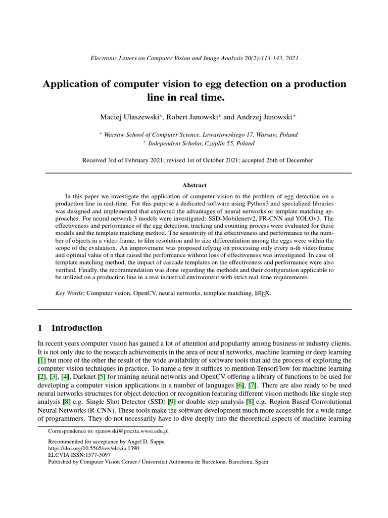 Real-Time Egg Detection Tech | PDF | Computer Vision | Image Resolution