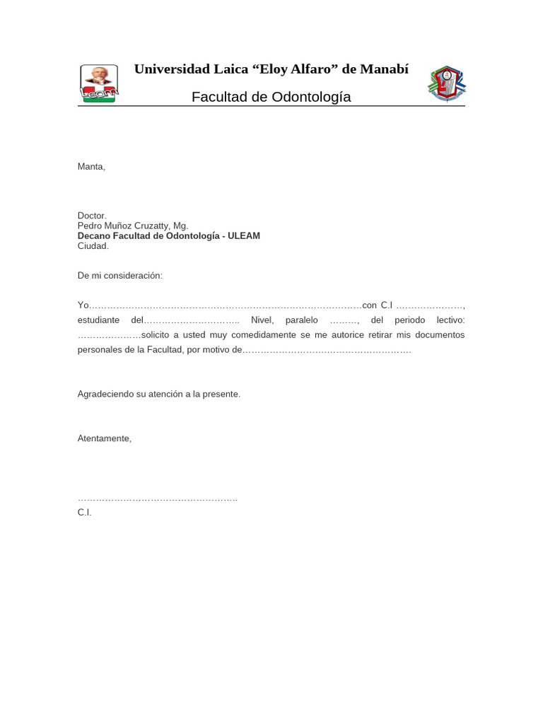 Formato de Solicitud Retiro de Documentos | PDF