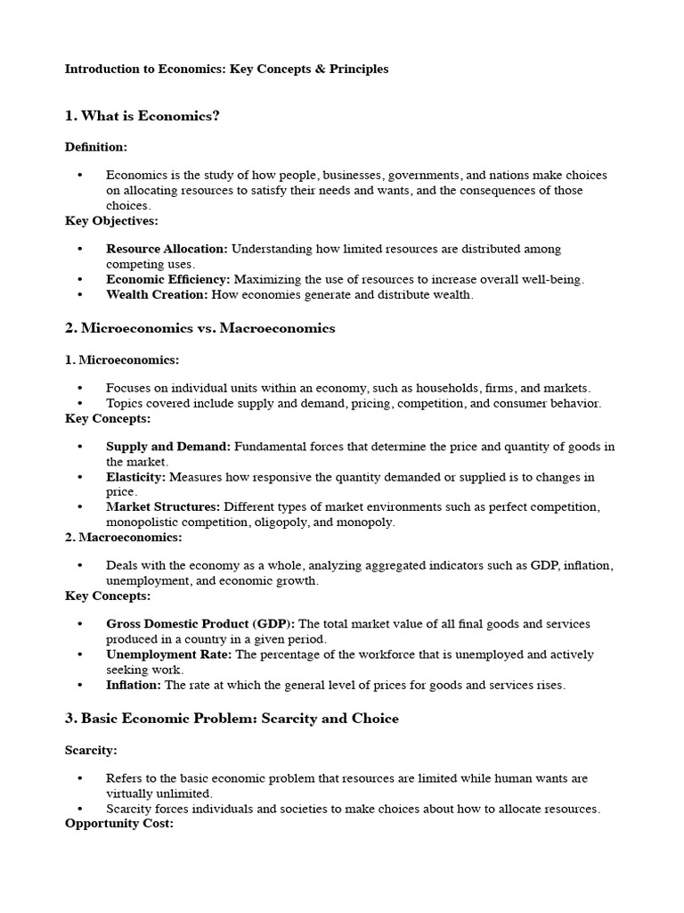 Introduction to Economics- Key Concepts & Principles | PDF | Economics ... Introduction to Economics- Key Concepts & Principles | PDF | Economics ...