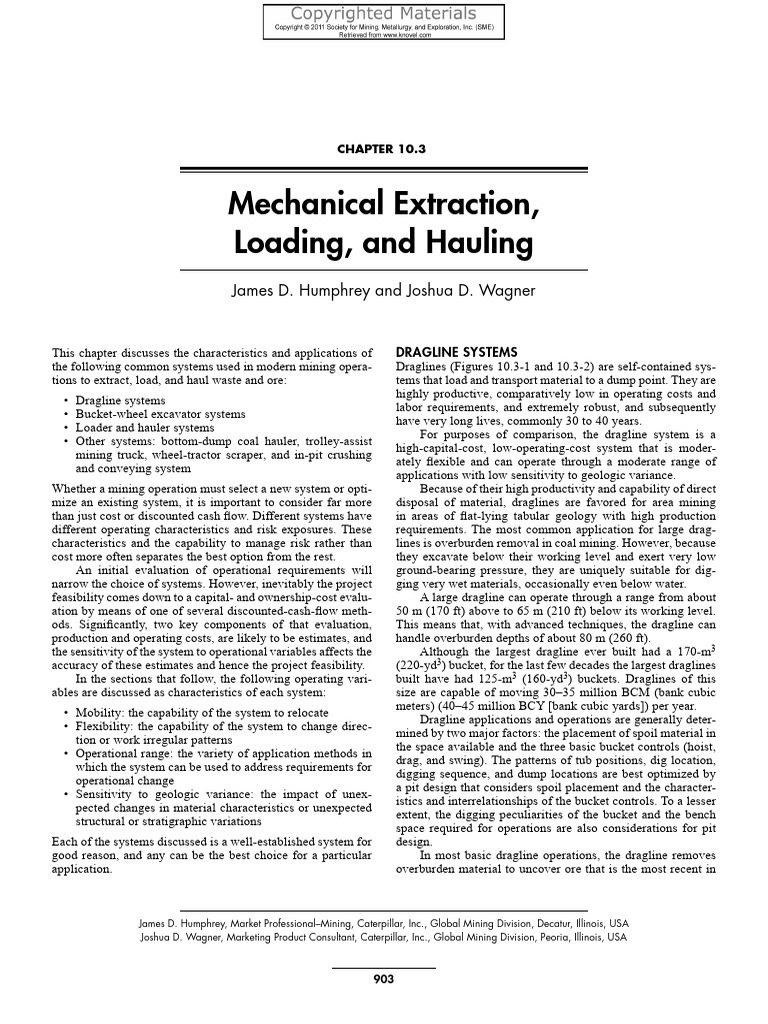 CHAPTER 10.3_Mechanical Extraction, Loading, And Hauling | PDF | Coal ...